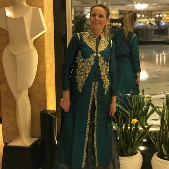 Hand Made | Dresses | Salvar Suit Green And Gold | Poshmark